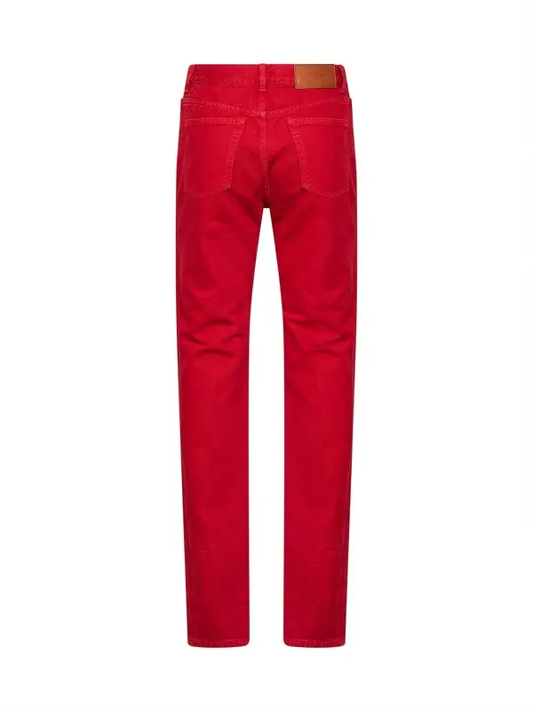 Chloé Berry Red Cotton Denim Slim Jeans