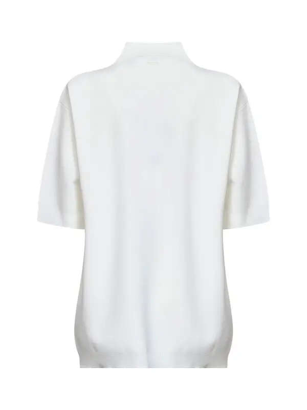 Max Mara White Viscose Crepe Mxmalpino Long Polo Shirt