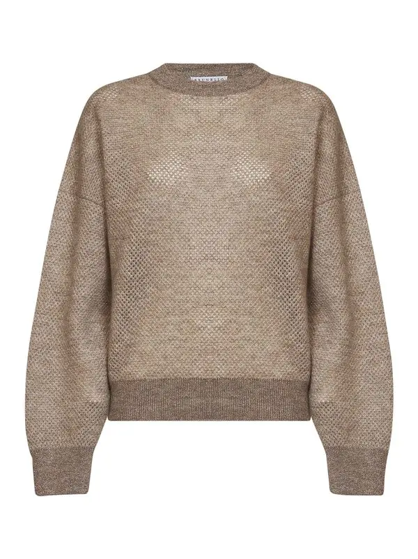 Brunello Cucinelli Beige Sparkling Double-knit Net Sweater - Multicolor