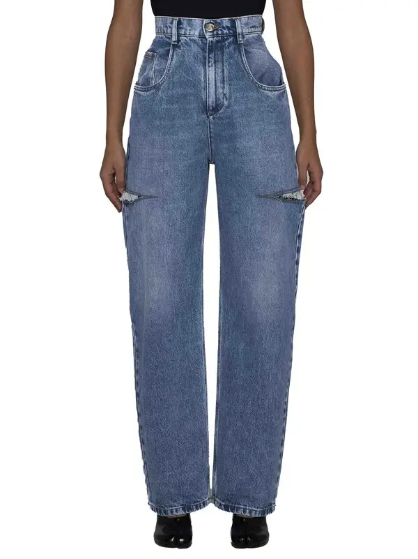 MAISON MARGIELA High-waisted Wide-leg Cut-out Jeans - Multicolor