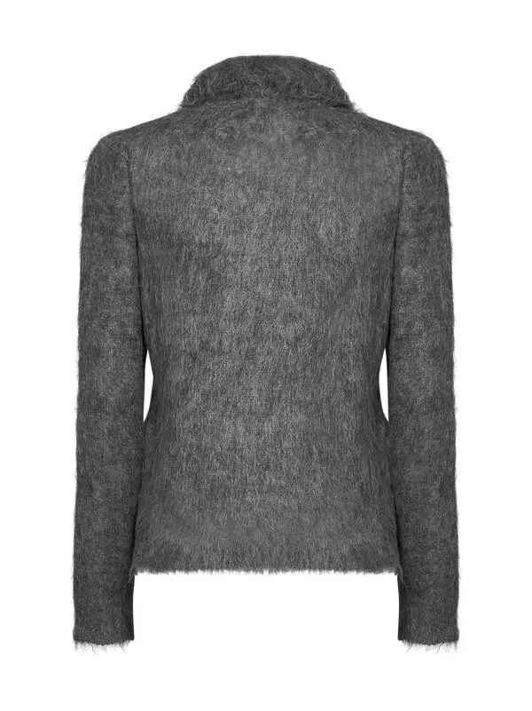 Chloé Smoky Grey Alpaca Blend Brushed Knit Polo Shirt - Multicolor
