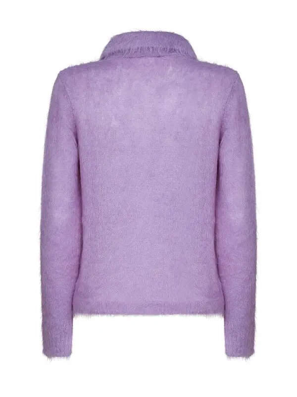 Chloé Lavender Alpaca Blend Brushed Knit Polo Shirt