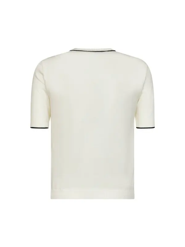 Valentino Garavani Ivory Wool Sweater With Contrasting Edges And Vlogo