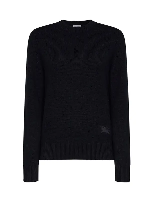 Burberry Black Cashmere Knit Sweater With Ekd - Multicolor