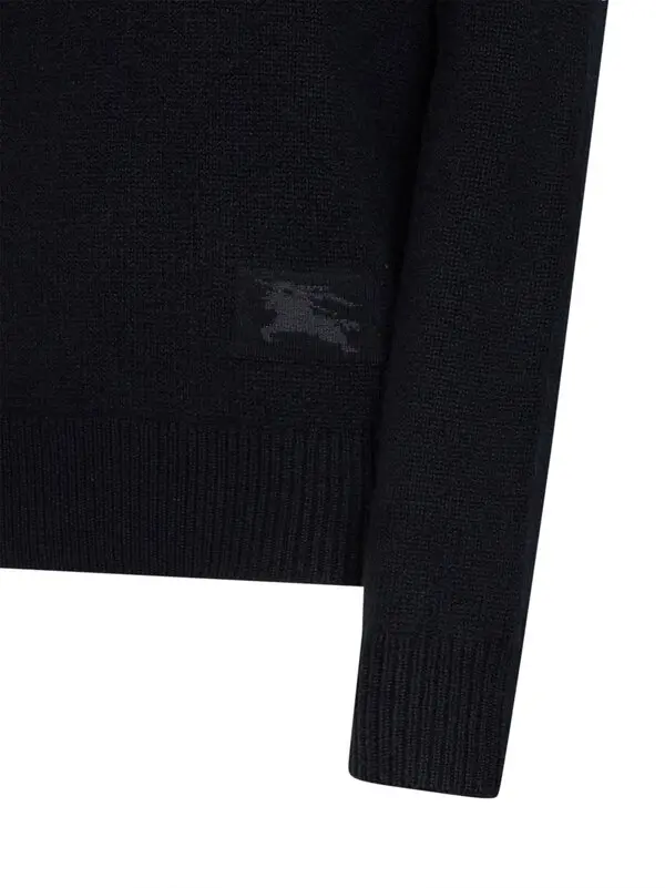 Burberry Black Cashmere Knit Sweater With Ekd - Multicolor