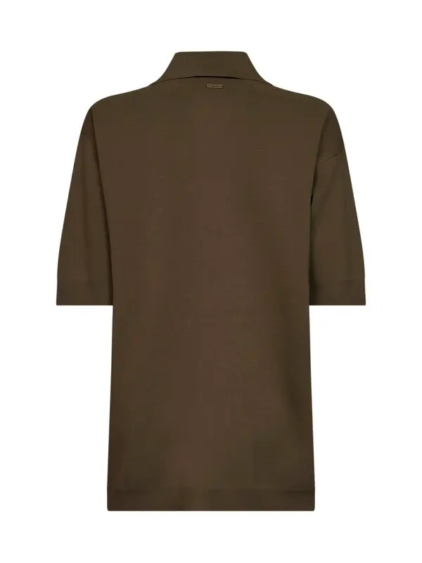 Max Mara Khaki Green Viscose Crepe Mxmalpino Long Polo Shirt - Multicolor