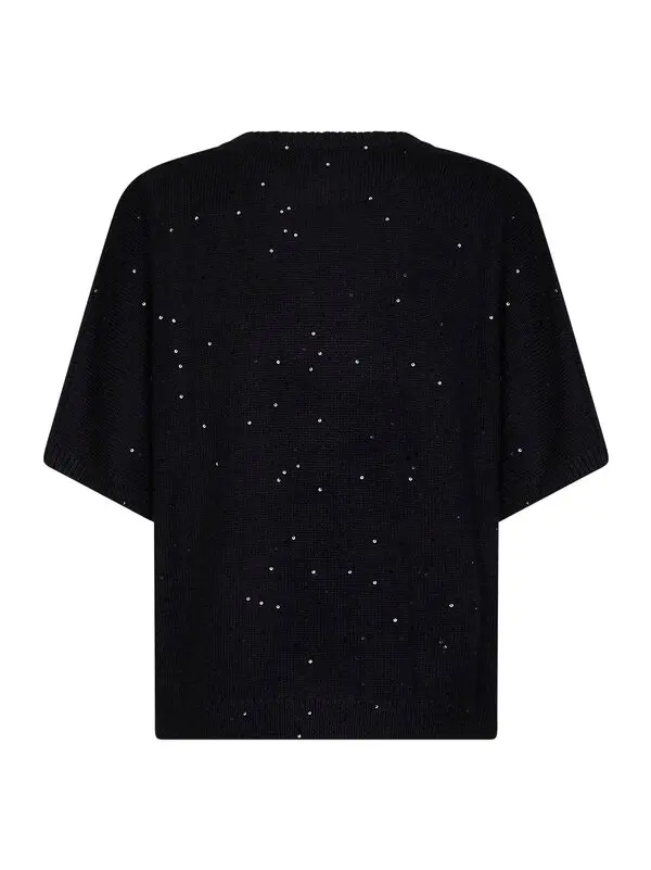 Brunello Cucinelli Black Sequin-embellished Cashmere And Silk Sweater