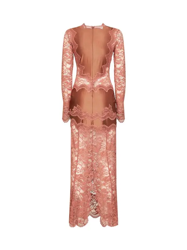 Rabanne New Caramel Jersey And Lace Midi Dress