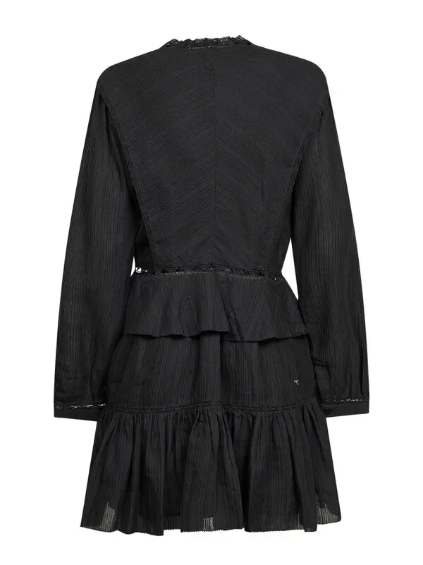 Isabel Marant Étoile Marant Black Gauze And Lace Damya Mini Dress - Multicolor