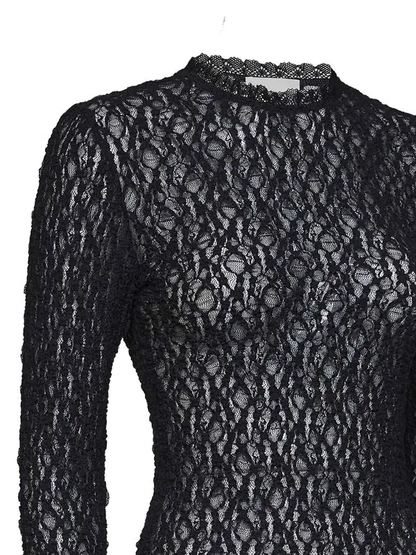 Isabel Marant Étoile Marant Black Stretch Lace Brany Long-sleeved Top