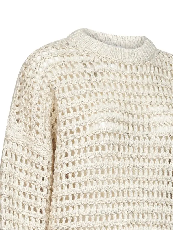 Brunello Cucinelli Ivory Sequin Net Knit Sweater