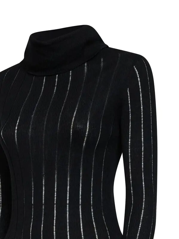 Max Mara Black Mstbadesse Fitted Ribbed Turtleneck Sweater