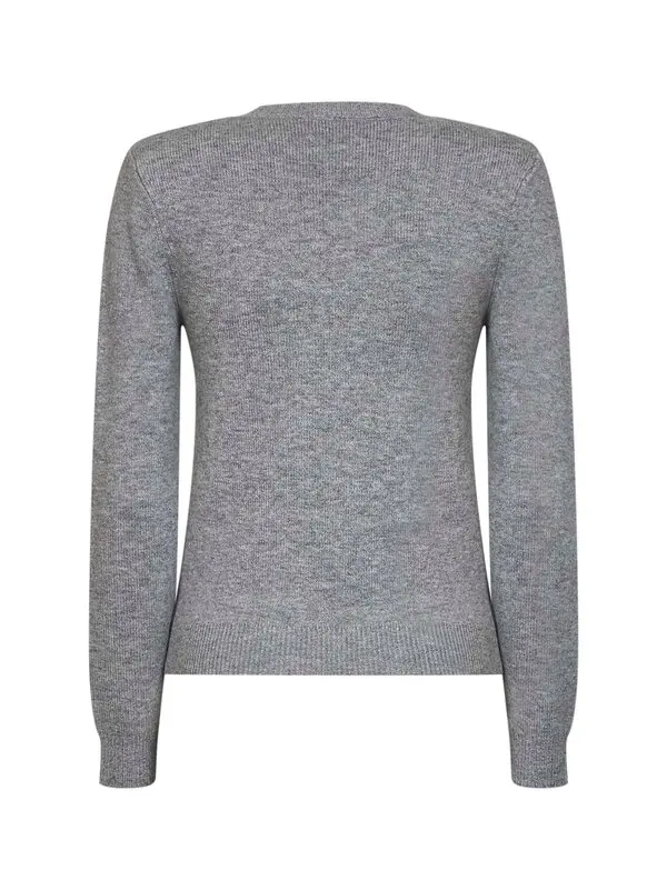 SELF-PORTRAIT Grey Wool And Cashmere Blend V-neck Flower Sweater - Multicolor