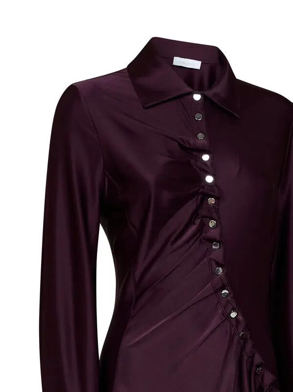 Rabanne Magenta Purple Jersey Asymmetric Gathered Mini Dress - Multicolor