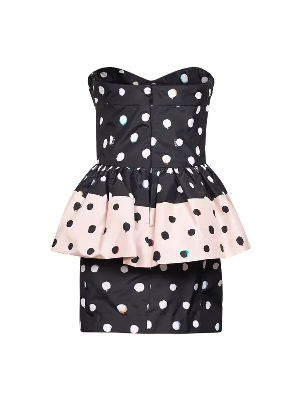 Fendi Black Printed Taffeta Bustier Minidress