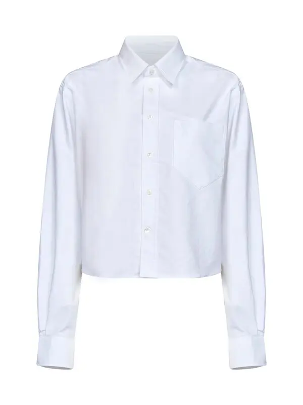 AMI Paris White Cotton Poplin Cropped Shirt - Multicolor