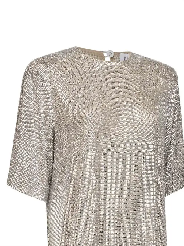 Giuseppe Di Morabito Silver Crystal-embellished Tulle T-shirt Mini Dress - Multicolor