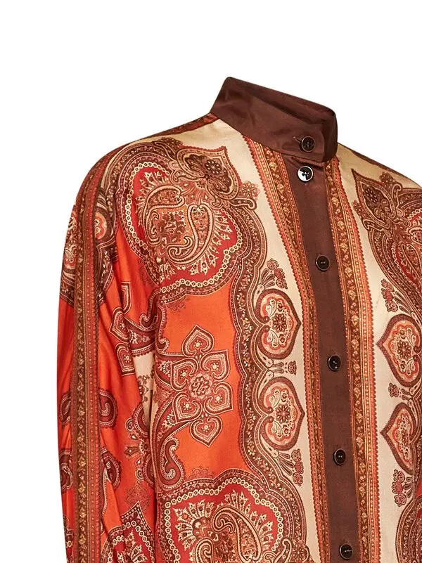 Zimmermann Tangerine Paisley-print Silk Habotai Mahon Dolman Shirt - Multicolor