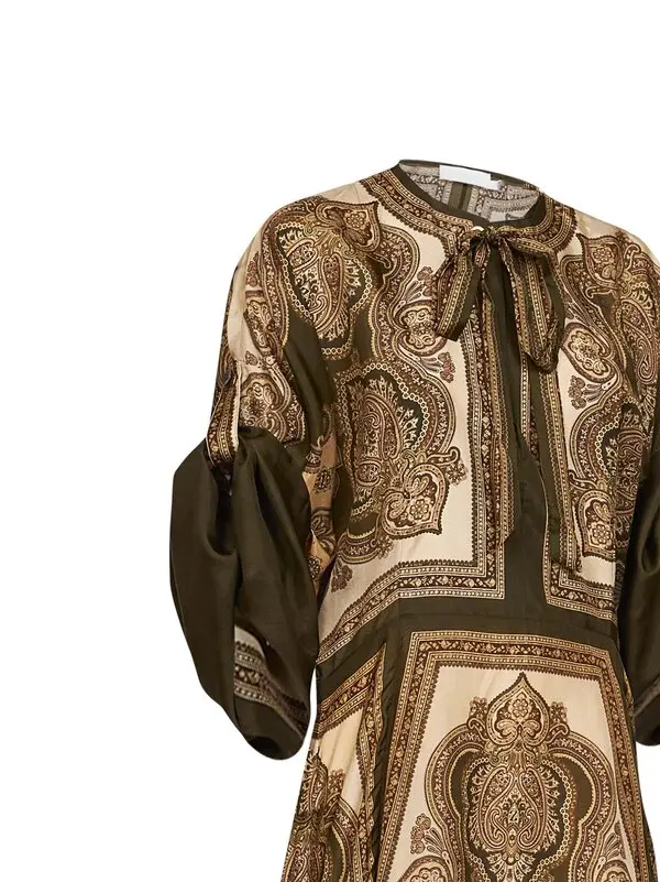Zimmermann Olive Paisley-print Silk Habotai Mahon Midi Tunic Dress - Multicolor