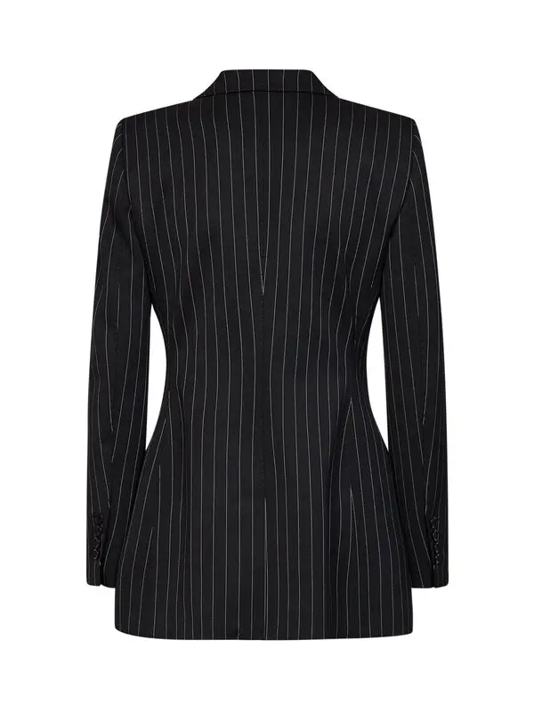 Dolce & Gabbana Black Stretch Pinstriped Wool Turlington Single-breasted Jacket