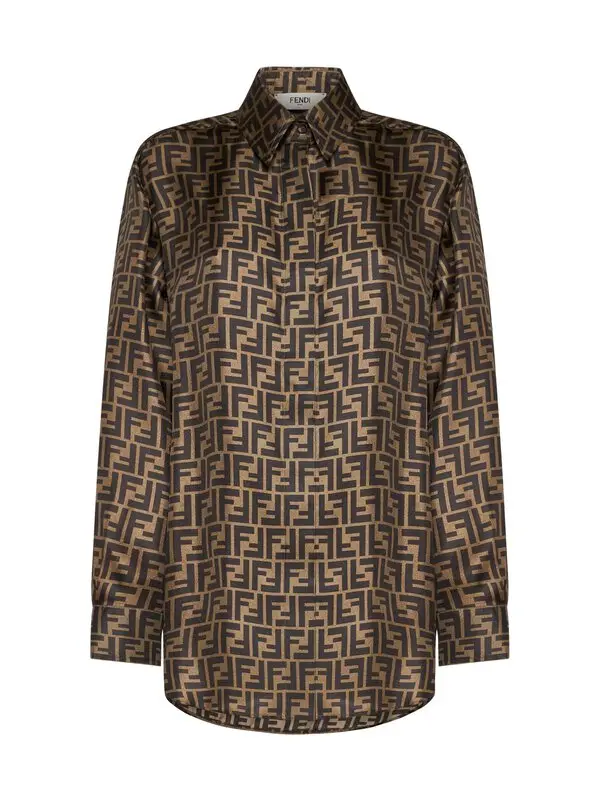 Fendi Brown Ff Silk Shirt