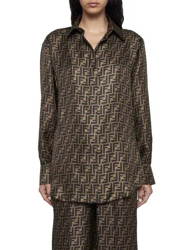 Fendi Brown Ff Silk Shirt