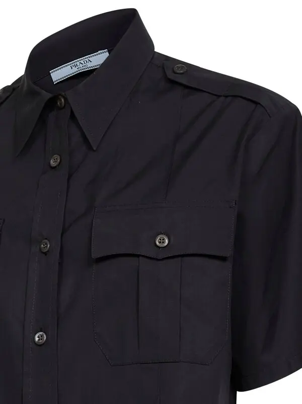 Prada Abbigliamento Black Poplin Short-sleeved Shirt