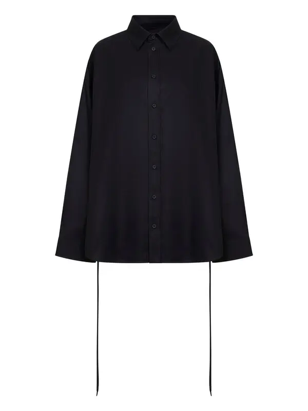 Balenciaga Black Cotton Gabardine Lace-up Shirt - Multicolor