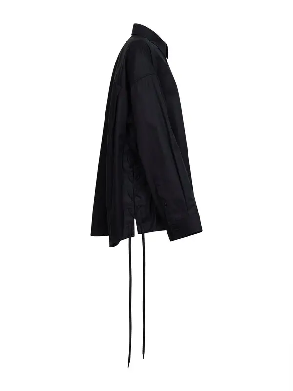 Balenciaga Black Cotton Gabardine Lace-up Shirt - Multicolor
