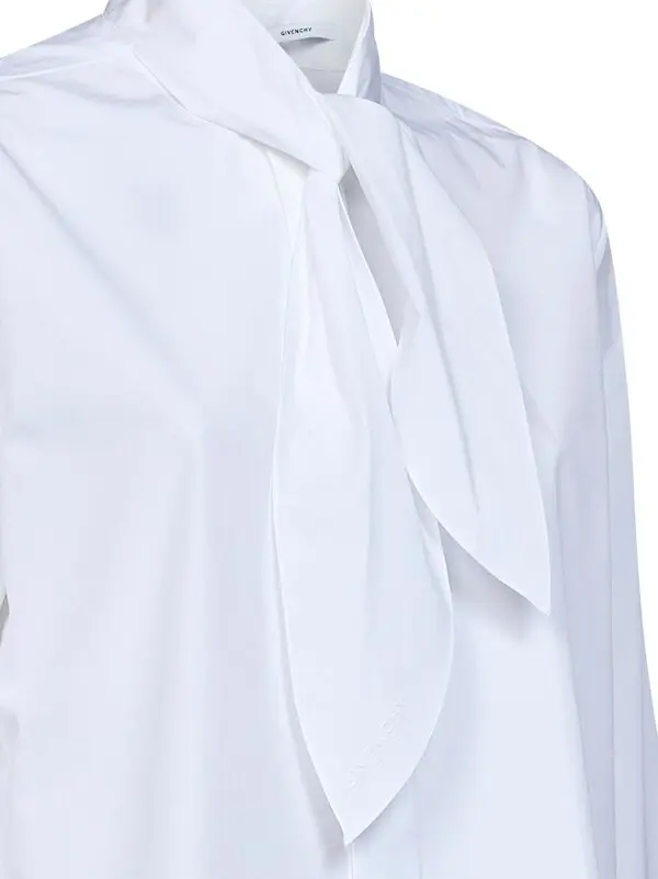 Givenchy White Poplin Cocoon Bow Shirt