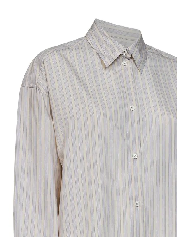 TOTEME Yellow And Sky Oversized Striped Viscose And Silk Shirt