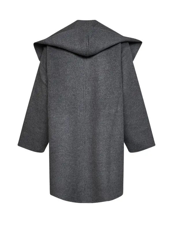 TOTEME Pale Grey Melange Double Wool Hooded Coat