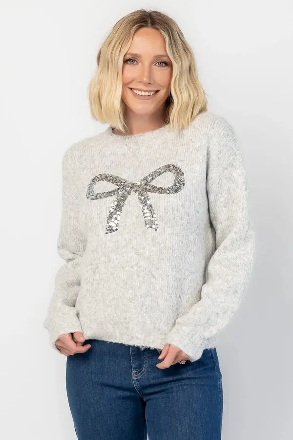 SO-ME Bow Sweater - Gray