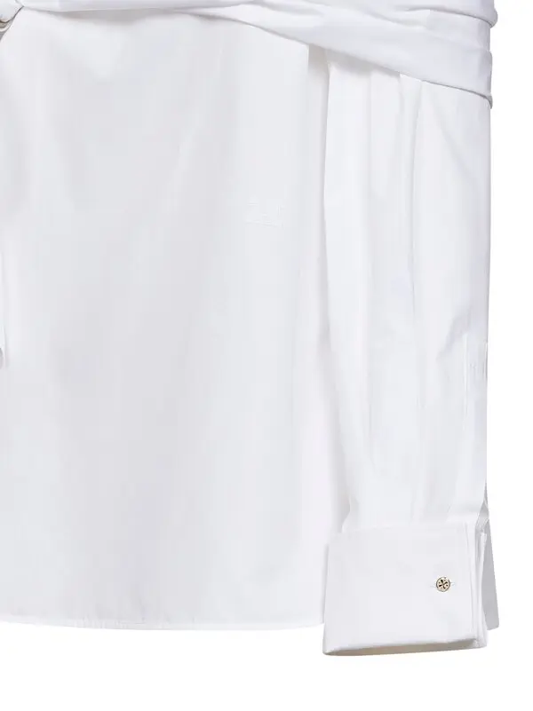 Max Mara White Poplin Mxmcurvone Blouse With Stole