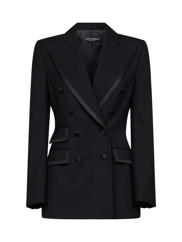 Dolce & Gabbana Black Stretch Twill Turlington Double-breasted Jacket
