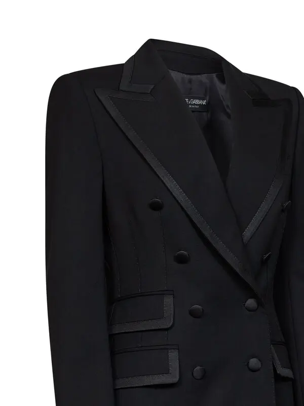 Dolce & Gabbana Black Stretch Twill Turlington Double-breasted Jacket