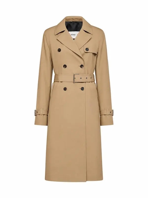 Fendi Rope Cotton Gabardine Belted Midi Trench Coat - Multicolor