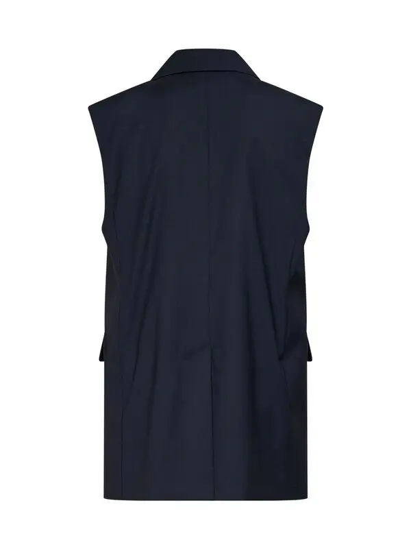 Max Mara Blue Chintz Wool Mstquasar Sleeveless Jacket