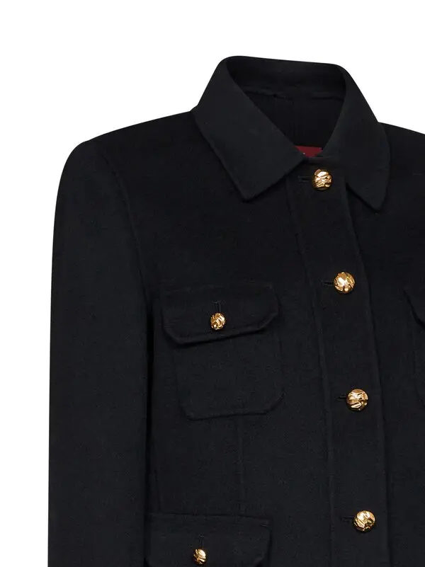 Max Mara Black Wool-blend Mstvenere Varsity Jacket