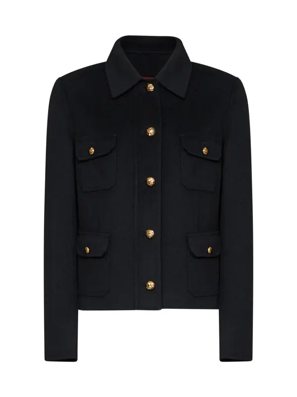 Max Mara Black Wool-blend Mstvenere Varsity Jacket - Multicolor