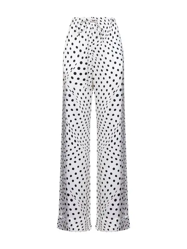 Stella McCartney Black And White Polka Dot Viscose Oversized Trousers - Multicolor