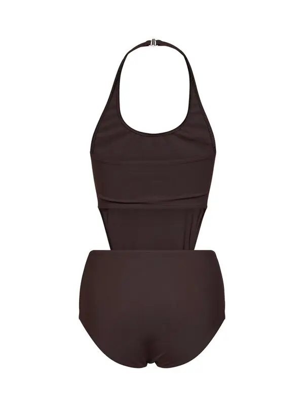 Alaïa Chocolate Jersey One-piece Swimsuit With Knot And Cut-outs - Multicolor