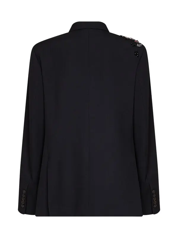 Dries Van Noten Black Wool Barrysta Double-breasted Embroidered Jacket