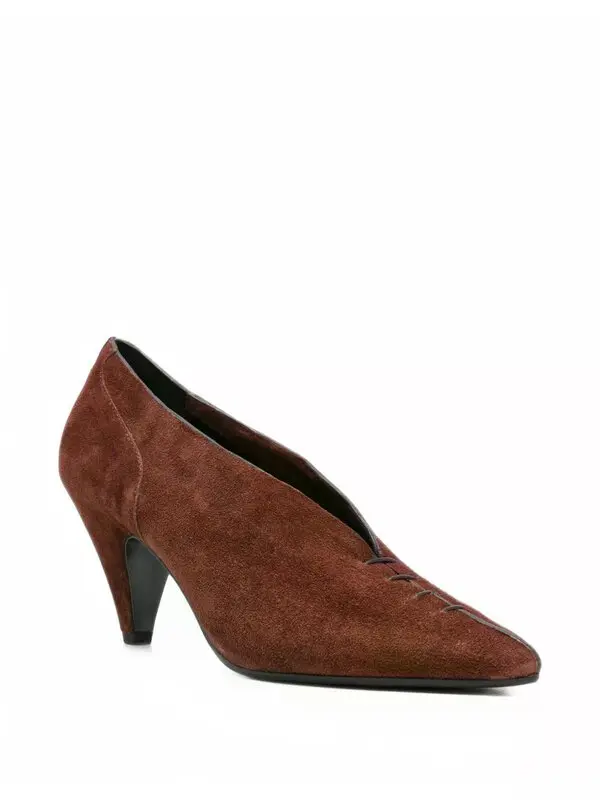 DEL CARLO Suede Lace-up Pumps - Brown