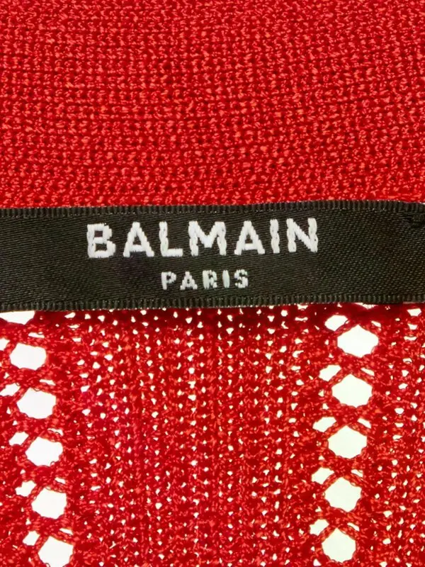 Balmain Pointelle Rib-knit Cardigan