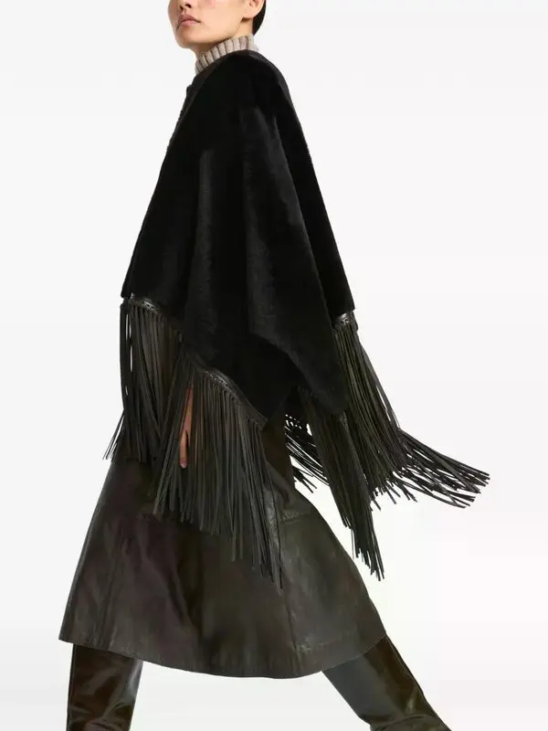 YVES SALOMON Fringed Shearling Cape