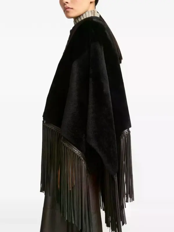 YVES SALOMON Fringed Shearling Cape