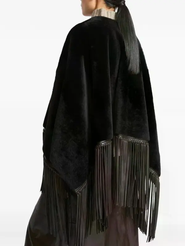 YVES SALOMON Fringed Shearling Cape