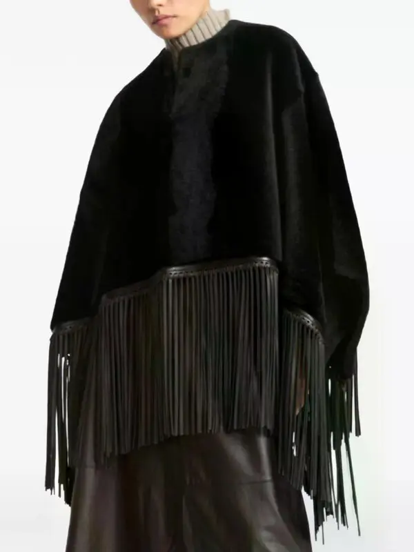 YVES SALOMON Fringed Shearling Cape