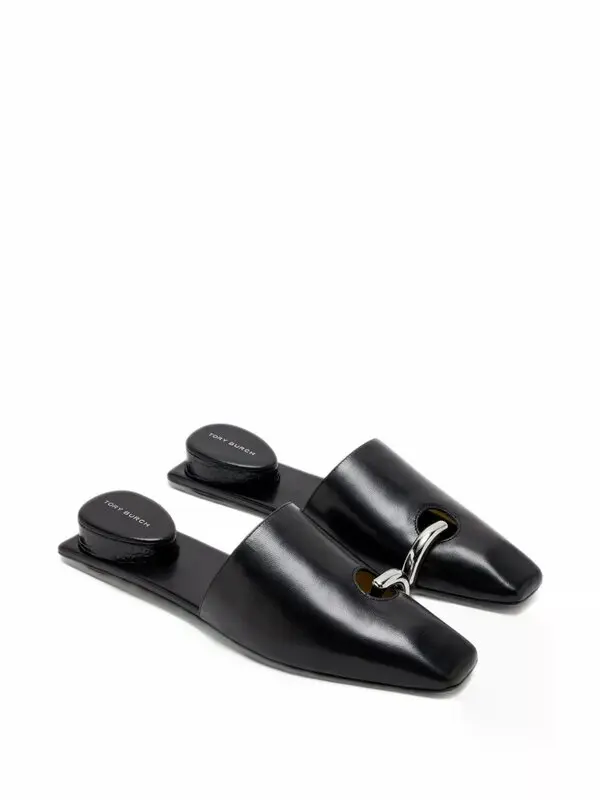Tory Burch Pierced Leather Mules - Black